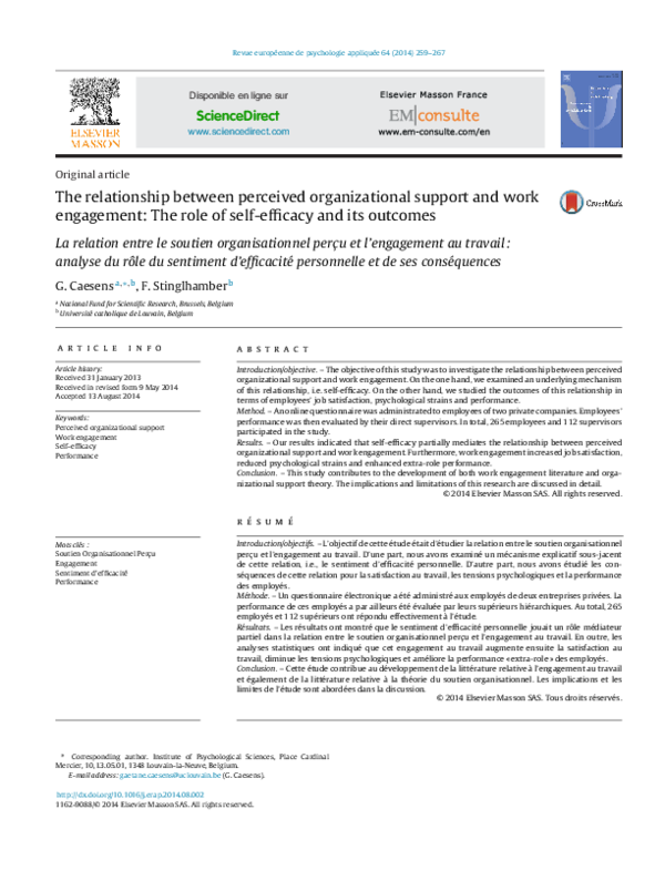 (PDF) The Relationship Between Perceived Organizational Support and ...