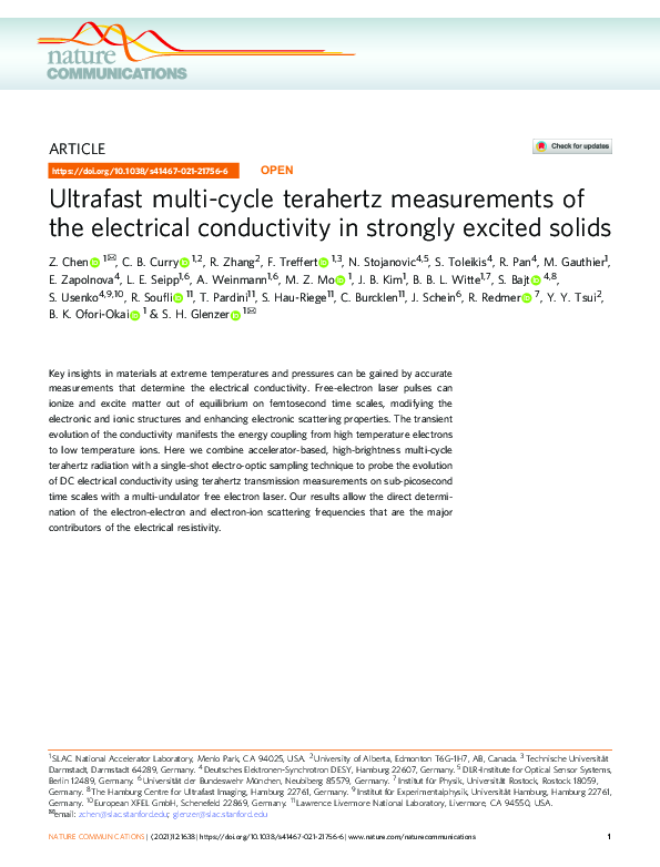 (PDF) Ultrafast multi-cycle terahertz measurements of the electrical ...