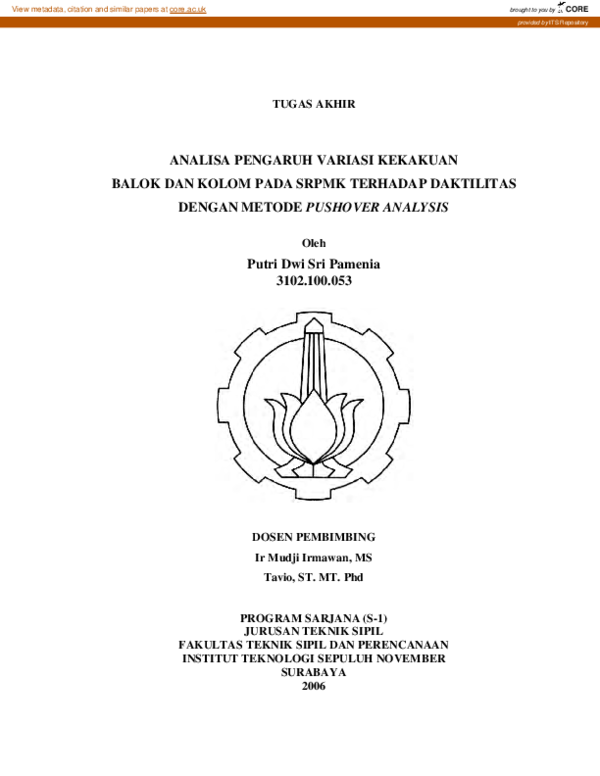 (PDF) Analisa Pengaruh Variasi Kekakuan Balok Dan Kolom Pada SRPMK Terhadap Daktilitas Dengan ...
