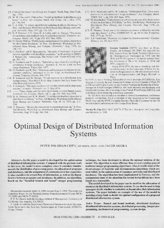 (PDF) Optimal Design of Distributed Information Systems | jacky Akoka ...