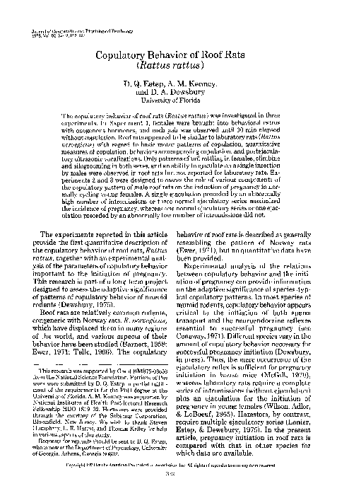 (PDF) Copulatory behavior of roof rats (Rattus rattus)