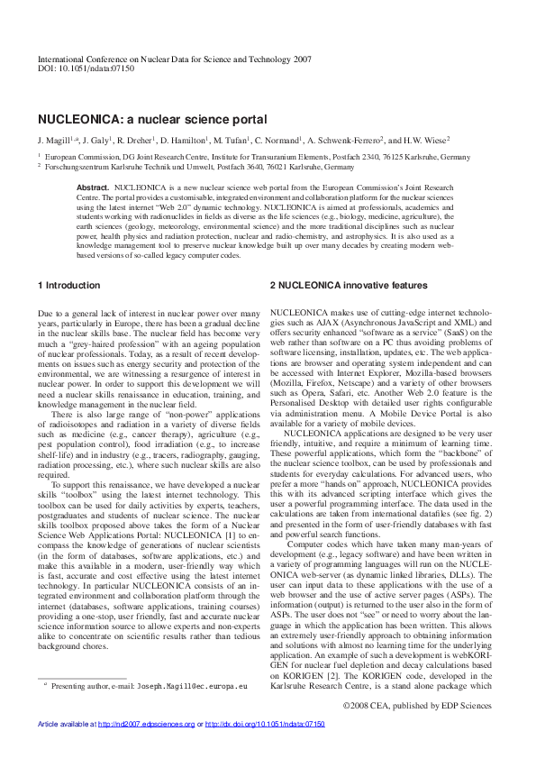 (PDF) NUCLEONICA: a nuclear science portal