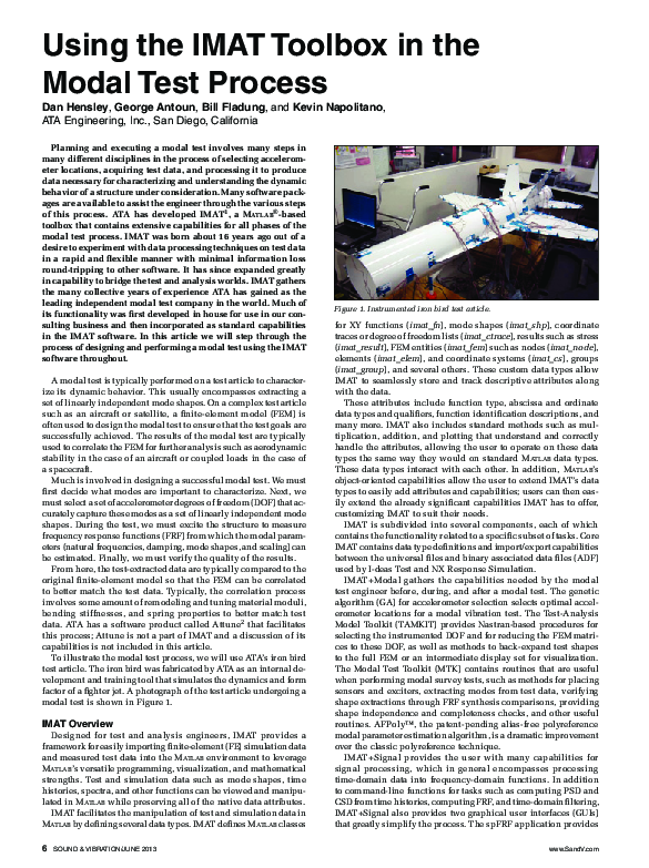 (PDF) Using the IMAT Toolbox in the Modal Test Process