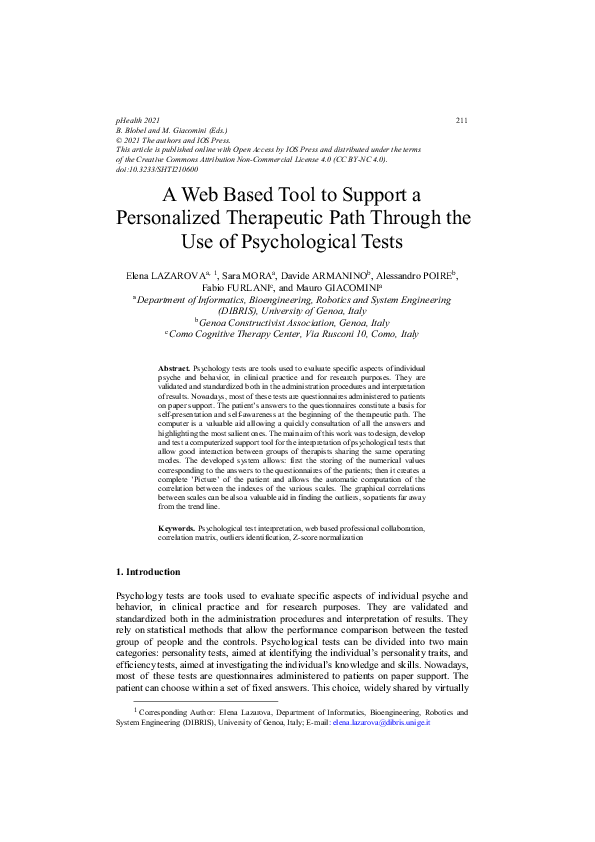 (PDF) A Web Based Tool to Support a Personalized Therapeutic Path ...