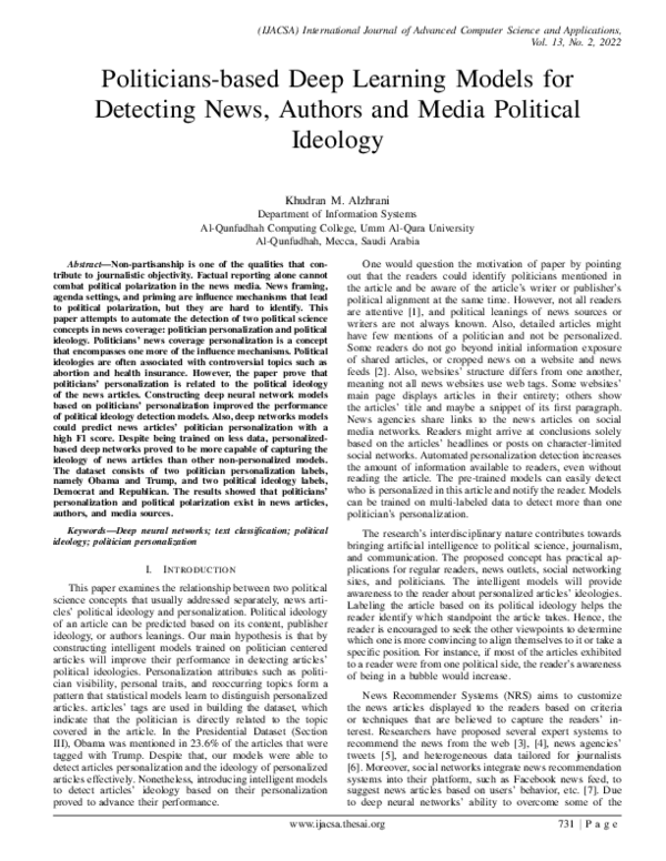 (PDF) Politicians-based Deep Learning Models for Detecting News ...