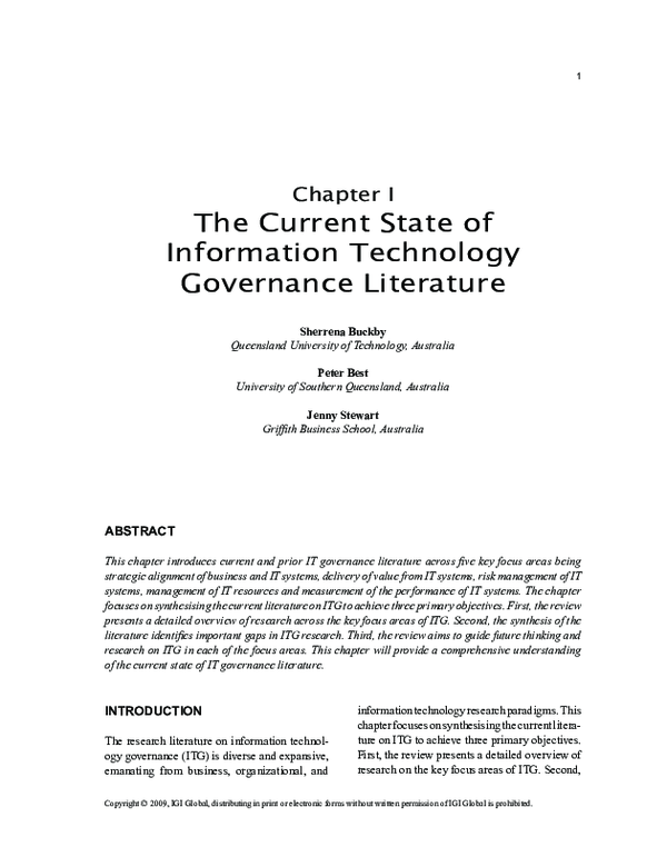 (PDF) Information Technology Governance and Service Management