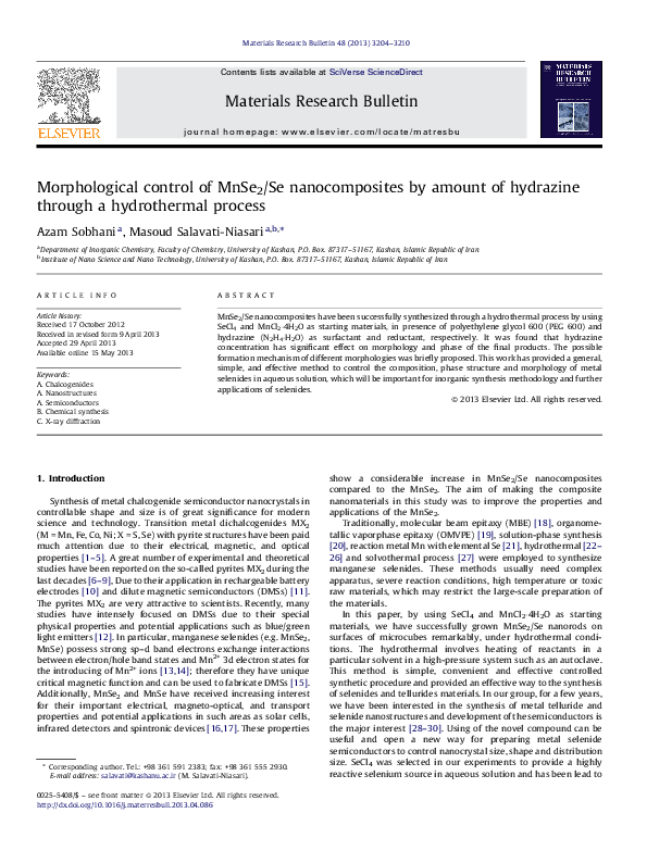 (PDF) Morphological control of MnSe2/Se nanocomposites by amount of ...