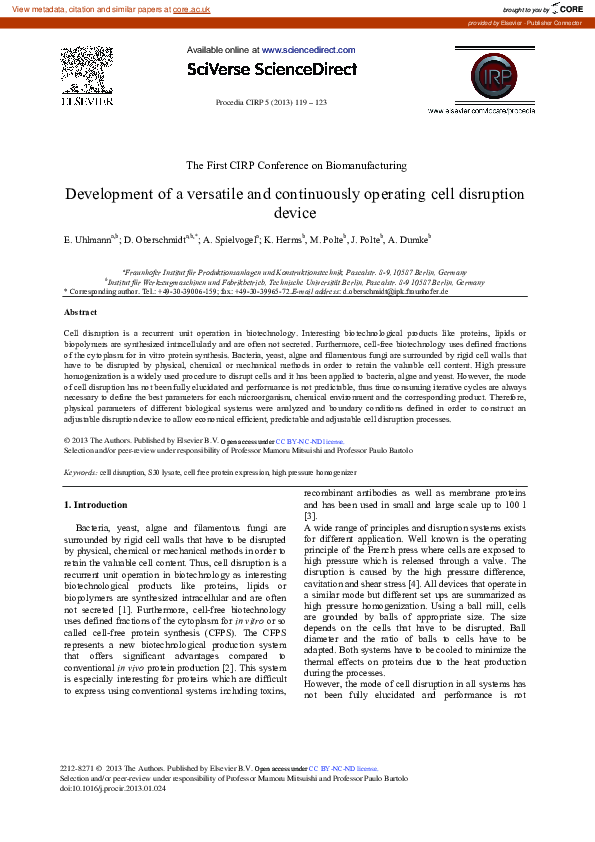 (PDF) Development of a Versatile and Continuously Operating Cell ...