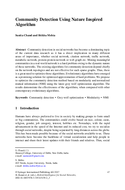 (PDF) Community Detection Using Nature Inspired Algorithm