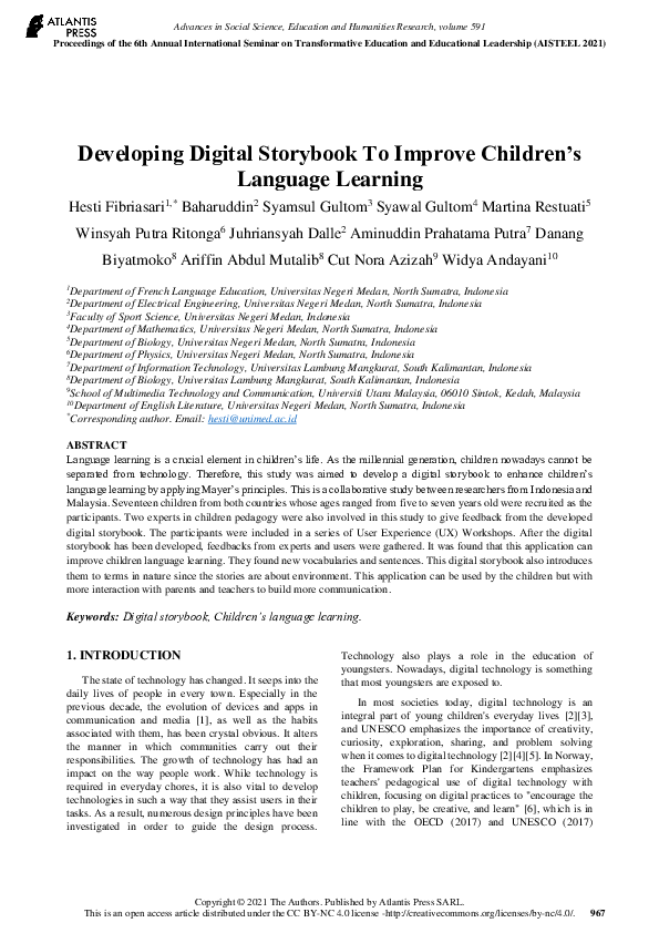 (PDF) Developing Digital Storybook to Improve Children’s Language Learning