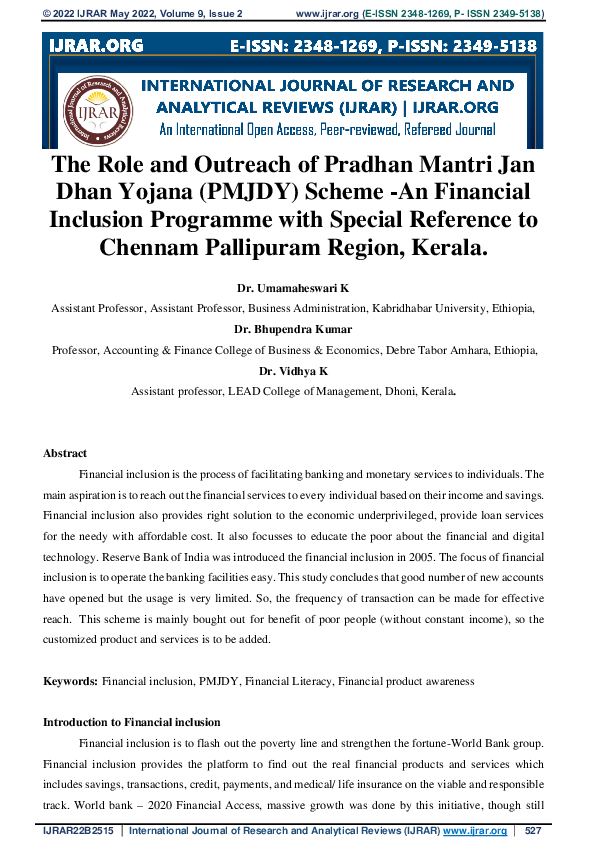 (PDF) IJRAR PMJDY India paper