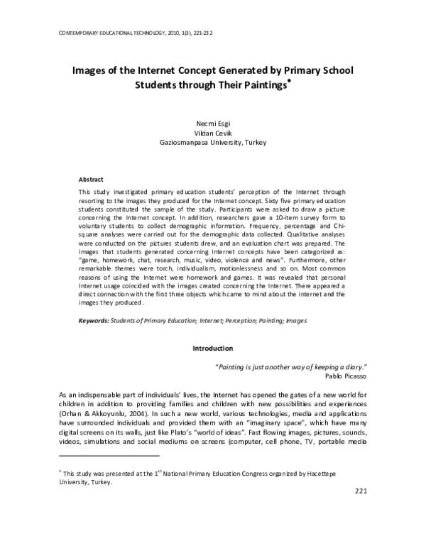 (PDF) Images of the Internet Concept Generated by Primary School ...
