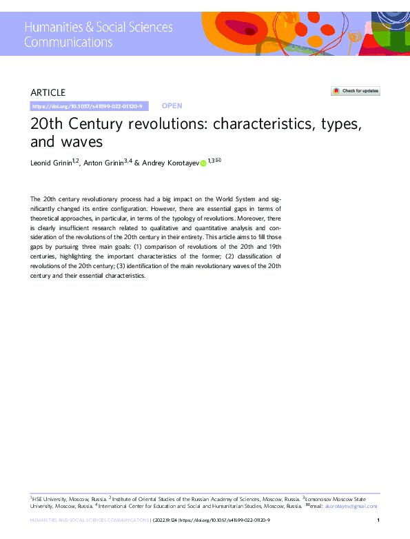 (PDF) 20th Century revolutions: characteristics, types, and waves