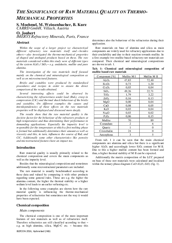 (PDF) The significance of raw material quality on thermo-mechanical ...