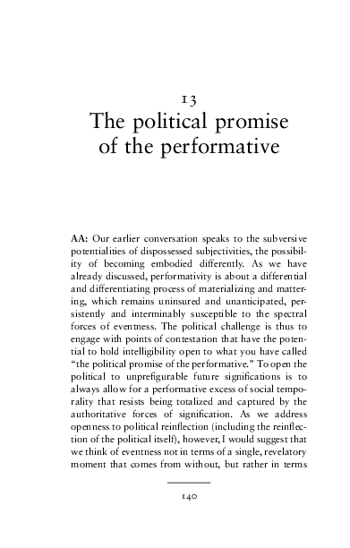 (PDF) The Political Promise of the Performative | Athena Athanasiou ...