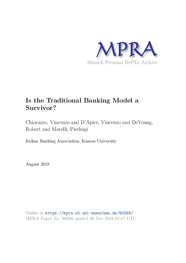 (PDF) Is the Traditional Banking Model a Survivor?