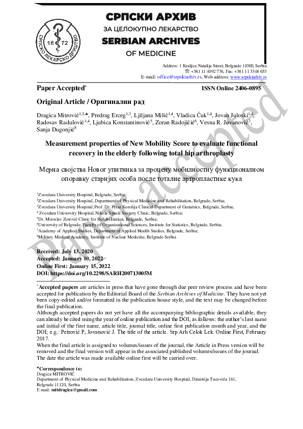 (PDF) Measurement properties of New Mobility Score to evaluate ...