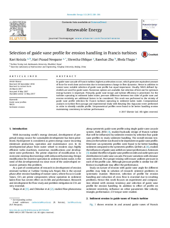 (PDF) Selection of guide vane profile for erosion handling in Francis ...