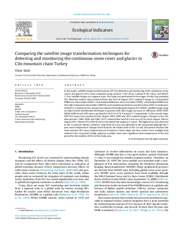 (PDF) Comparing the satellite image transformation techniques for ...