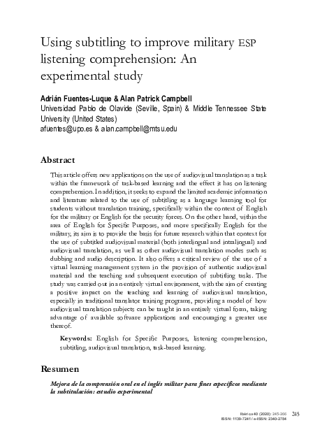 (PDF) Using subtitling to improve military ESP listening comprehension ...