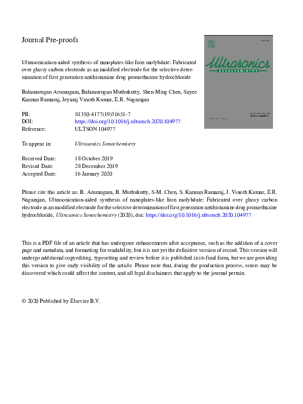 (PDF) Ultrasonication-aided synthesis of nanoplates-like iron molybdate ...