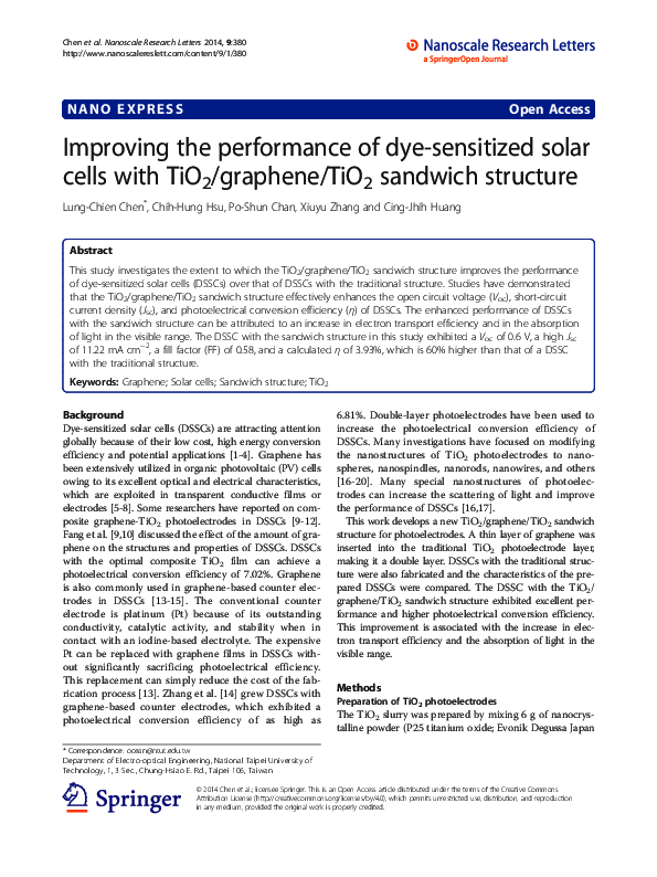 (PDF) Improving the performance of dye-sensitized solar cells with TiO2 ...