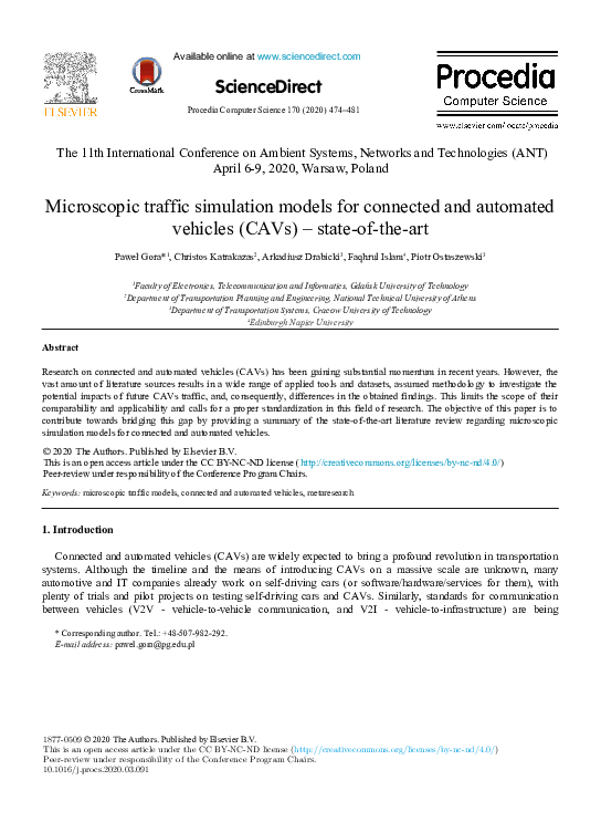 (PDF) Microscopic traffic simulation models for connected and automated ...
