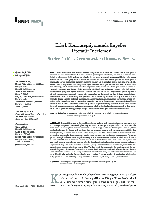 (PDF) Barriers in Male Contraception: Literature Review