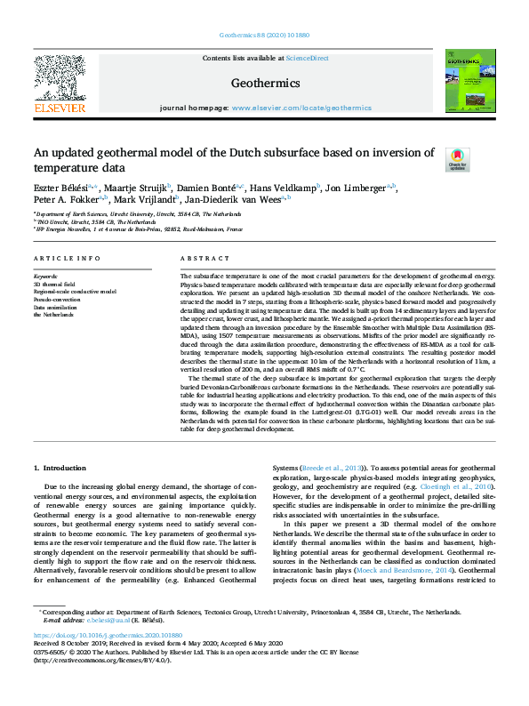 Pdf An Updated Geothermal Model Of The Dutch Subsurface Based On Inversion Of Temperature Data