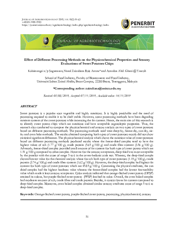 (PDF) Effect of Different Processing Methods on the Physicochemical Properties and Sensory ...