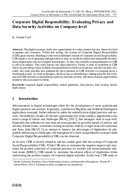 (PDF) Corporate Digital Responsibility: Evaluating Privacy and Data ...