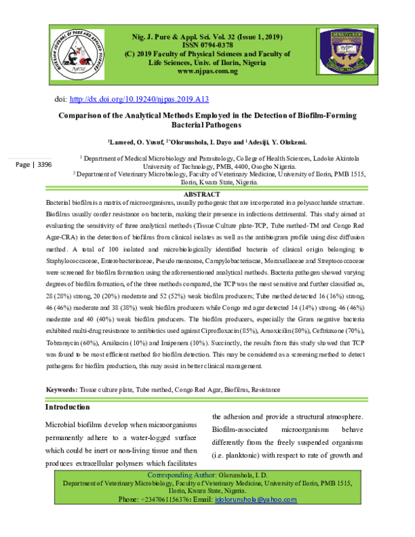Pdf Comparison Of The Analytical Methods Employed In The Detection Of