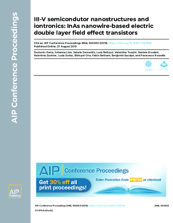 (PDF) III-V semicondutor nanostructures and iontronics: InAs nanowire ...