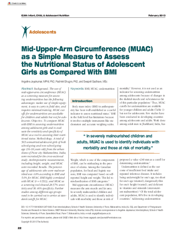 (PDF) Mid-Upper-Arm Circumference (MUAC) as a Simple Measure to Assess ...