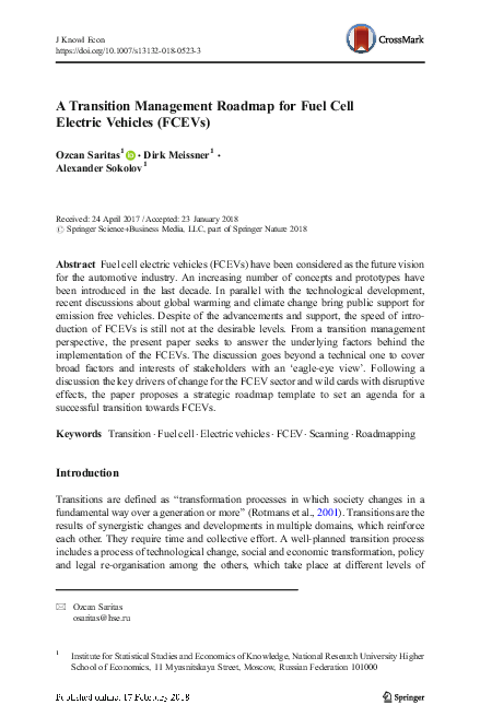 (PDF) A Transition Management Roadmap for Fuel Cell Electric Vehicles ...