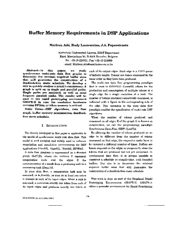 (PDF) Buffer memory requirements in DSP applications