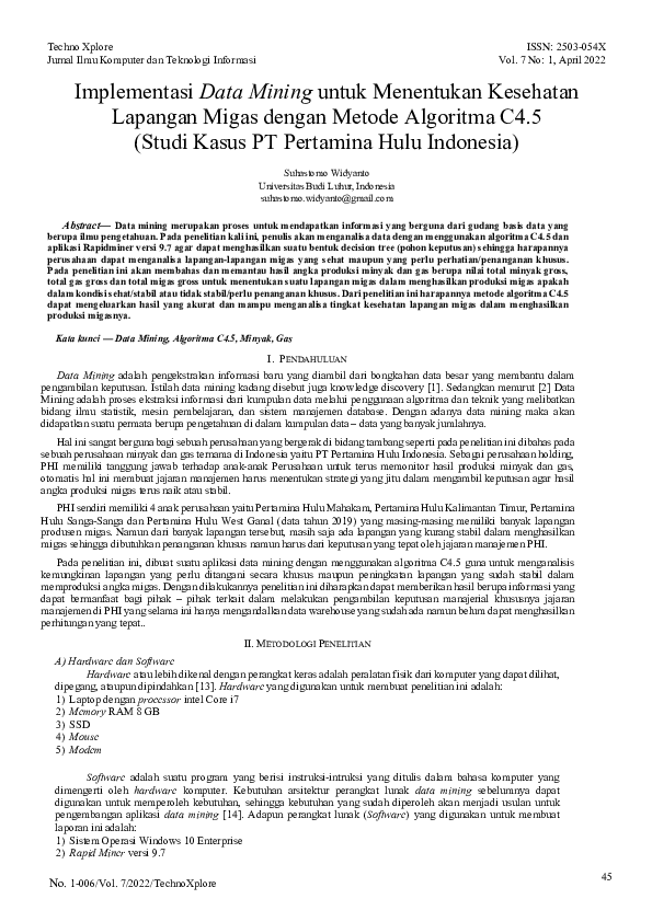 (PDF) Implementasi Data Mining Untuk Menentukan Kesehatan Lapangan Migas Dengan Metode Algoritma ...