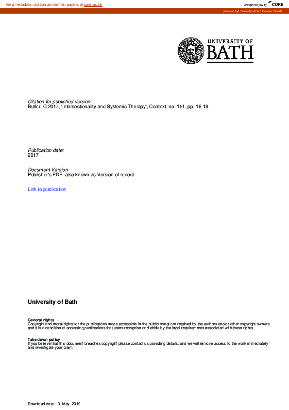 (PDF) Intersectionality and Systemic Therapy