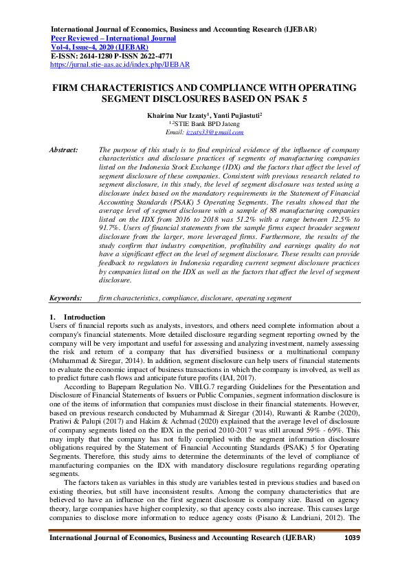 (PDF) Firm Characteristics and Compliance with Operating Segment ...