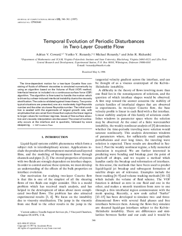 (PDF) Temporal Evolution of Periodic Disturbances in Two-Layer Couette Flow