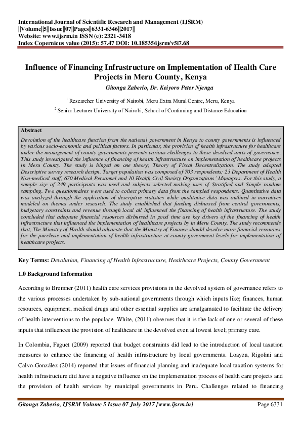 (PDF) Factors Influencing Completion of Government Road Infrastructure ...