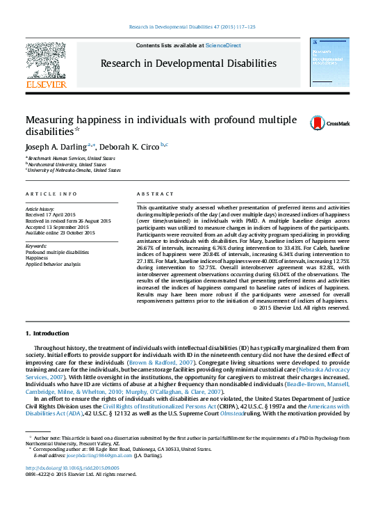 (PDF) Measuring happiness in individuals with profound multiple ...