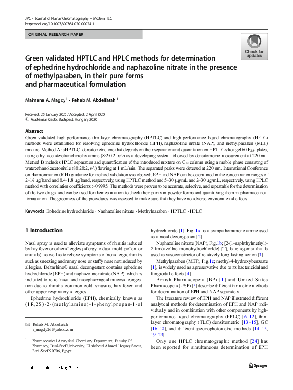 (PDF) Green validated HPTLC and HPLC methods for determination of ...