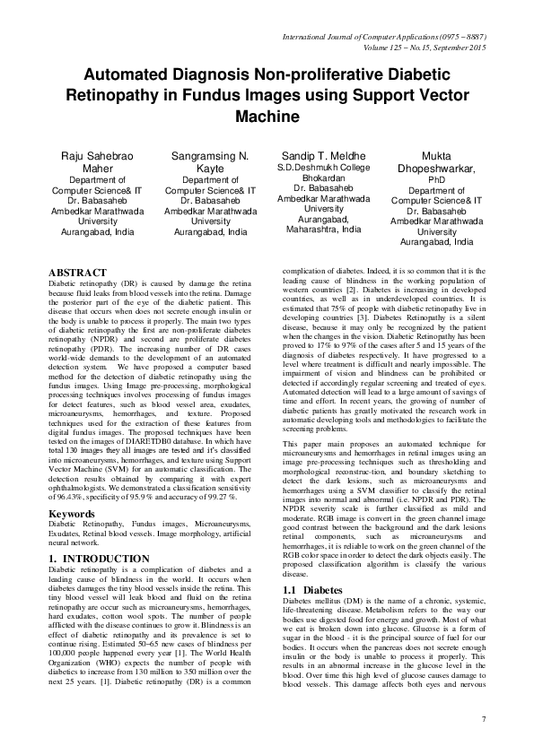 (PDF) Automated Diagnosis Non-proliferative Diabetic Retinopathy in ...