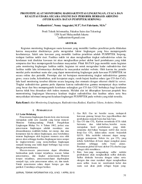 (PDF) Prototipe Alat Monitoring Radioaktivitas Lingkungan, Cuaca Dan ...