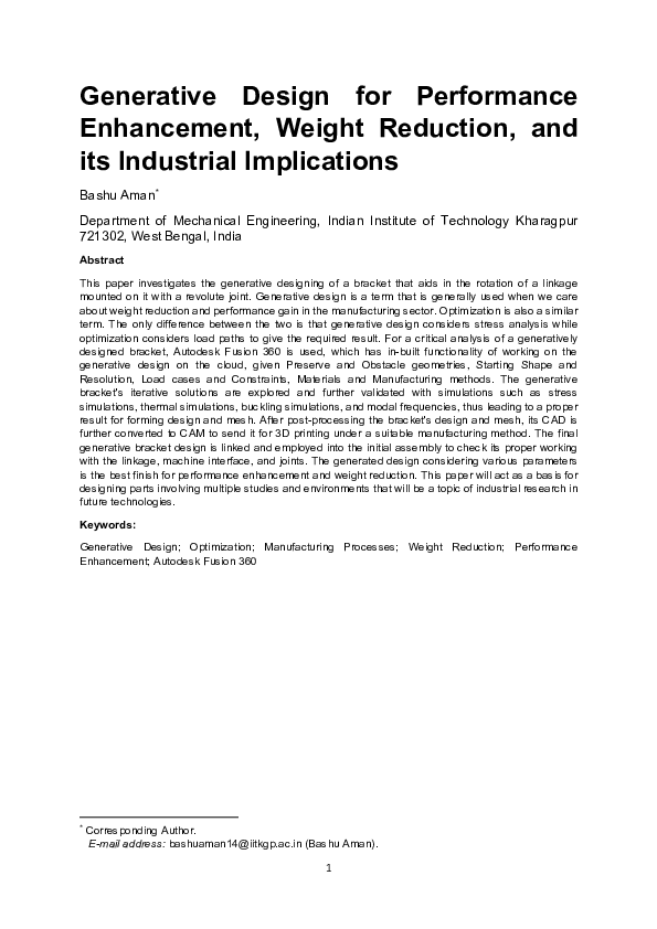(PDF) Generative Design for Performance Enhancement, Weight Reduction ...