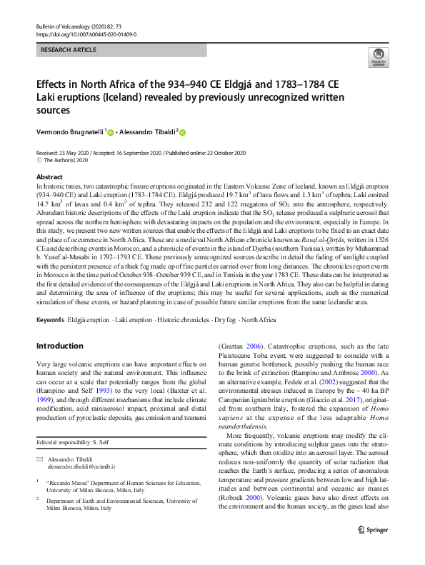 (PDF) Effects in North Africa of the 934–940 CE Eldgjá and 1783–1784 CE ...