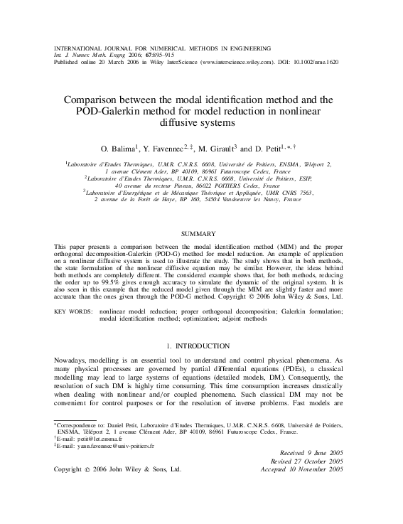 Comparison between the modal identification method and the POD-Galerkin ...