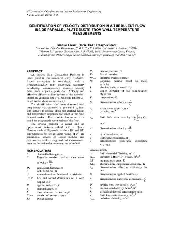 (PDF) Identification of velocity distribution in a turbulent flow ...