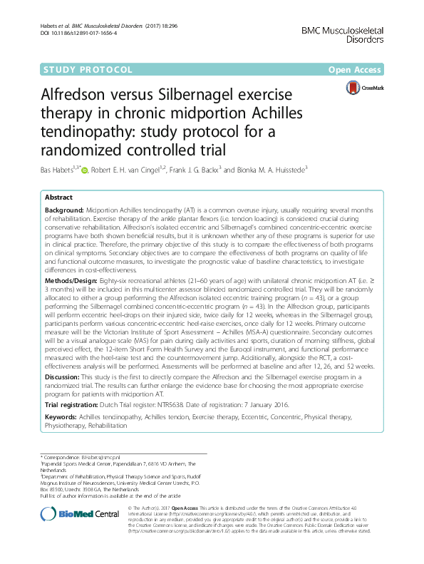 (PDF) Alfredson versus Silbernagel exercise therapy in chronic ...